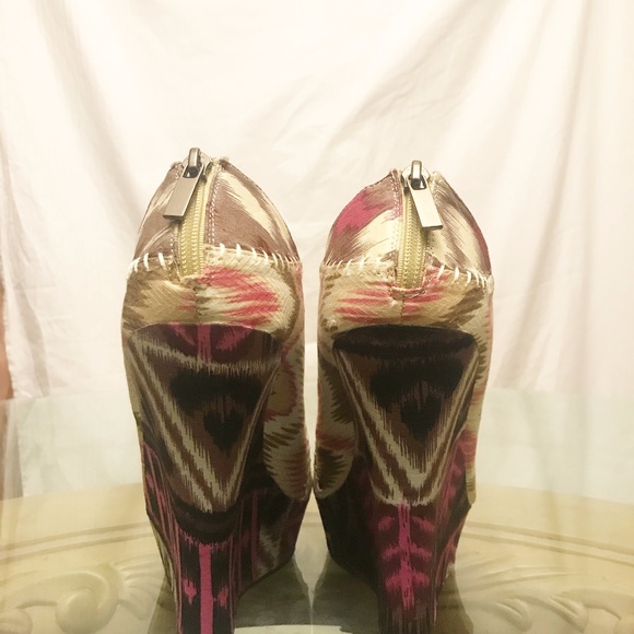 BAMBOO | Shoes | Bamboo Peeptoe Multicolor Wedges | Poshmark